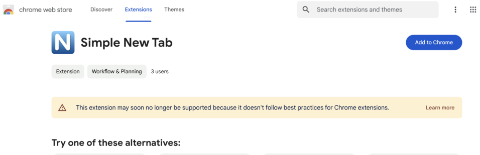 SimpleNewTab Browser Extension - How to Remove