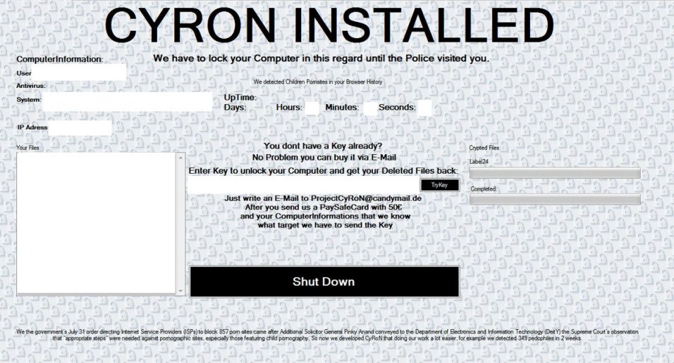 .CYRON File Virus (CYRON INSTALLED) – Remove + Restore Files