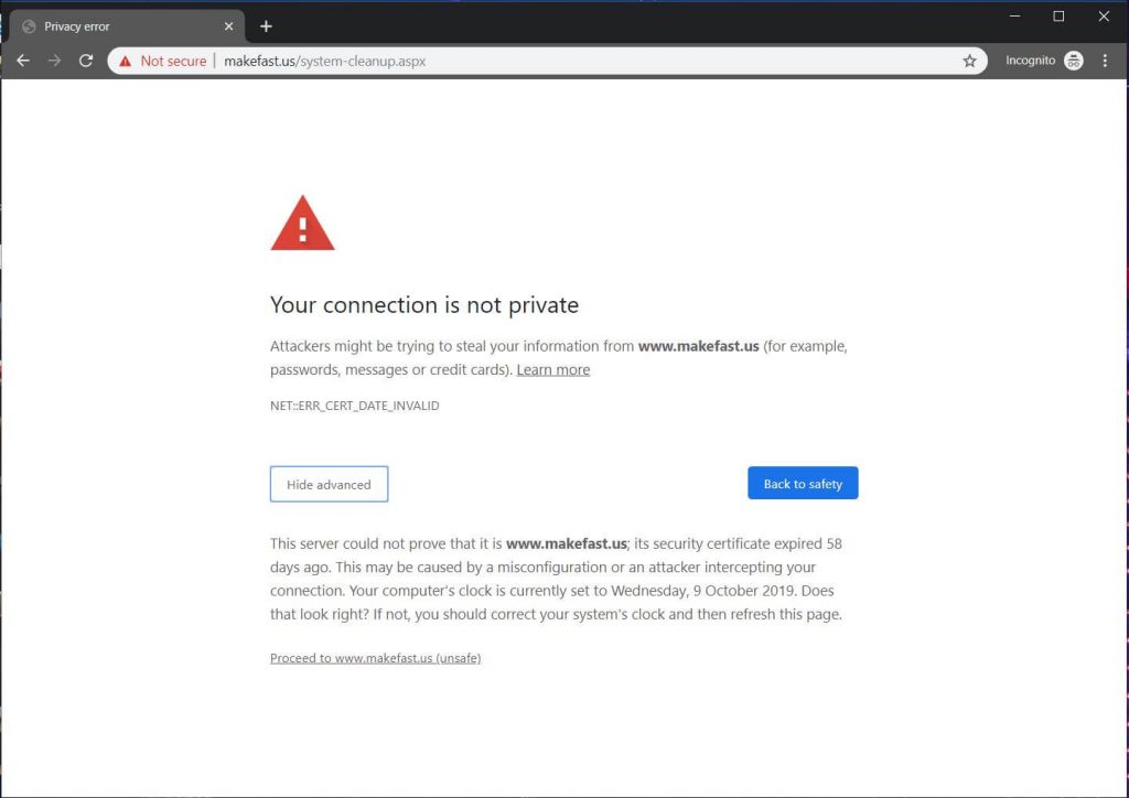 Remove System Cleanup by MakeFast (Undesired Program)