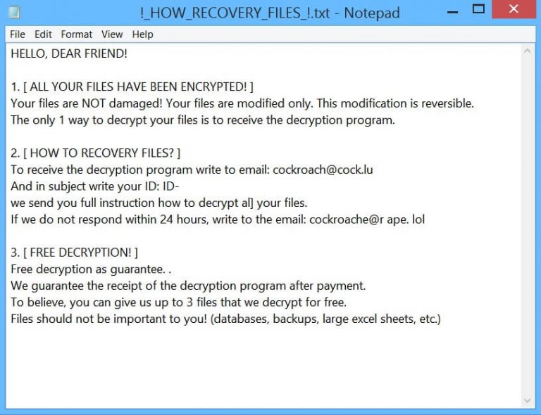 .CUCARACHA Virus del archivo - Cómo quitar ya!