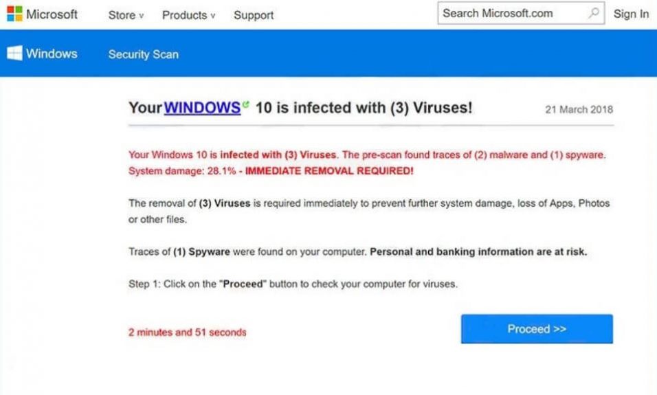 Remove Your Windows is Infected With (3) Viruses Pop-up Scam
