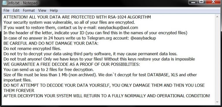 .[easybackup@aol.com].easy Virus File - Phobos Ransomware - Remove