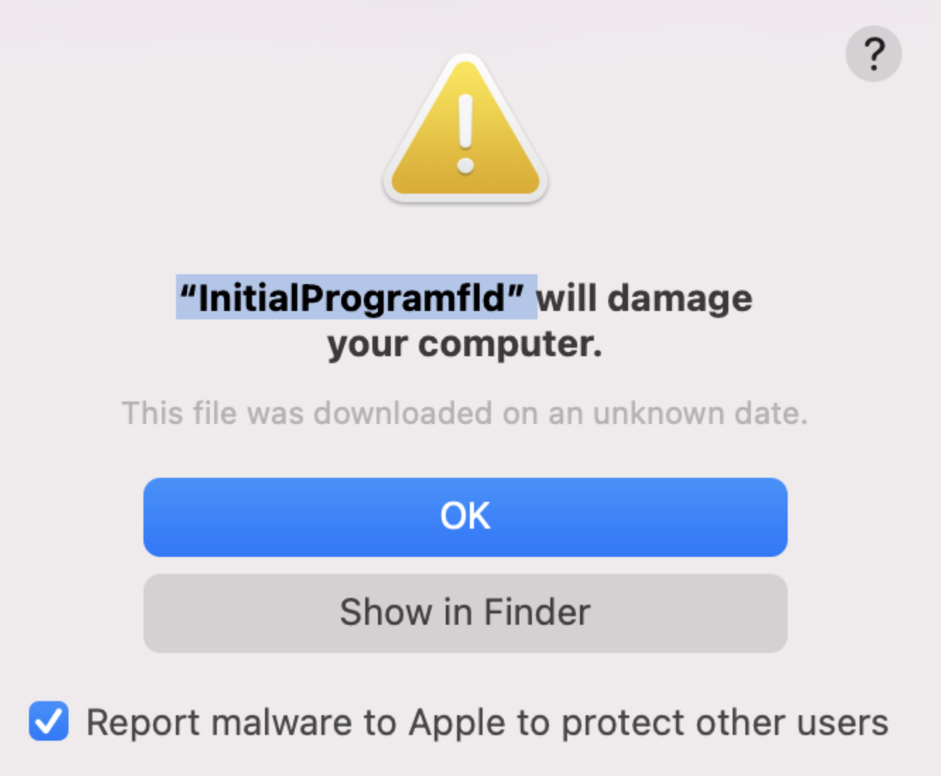 InitialProgramfld Will Damage Your Computer Mac - Removal