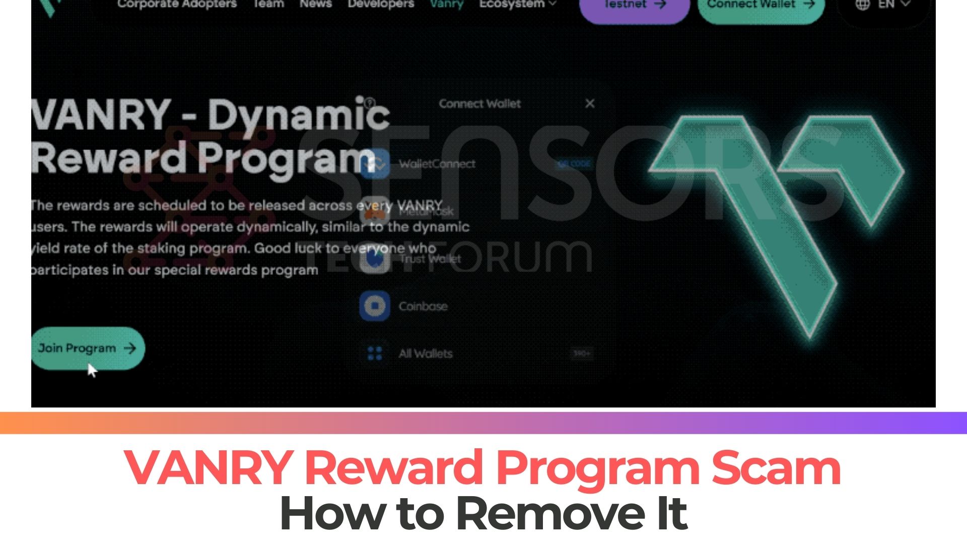 VANRY Reward Program Scam - How to Remove It [Fix]
