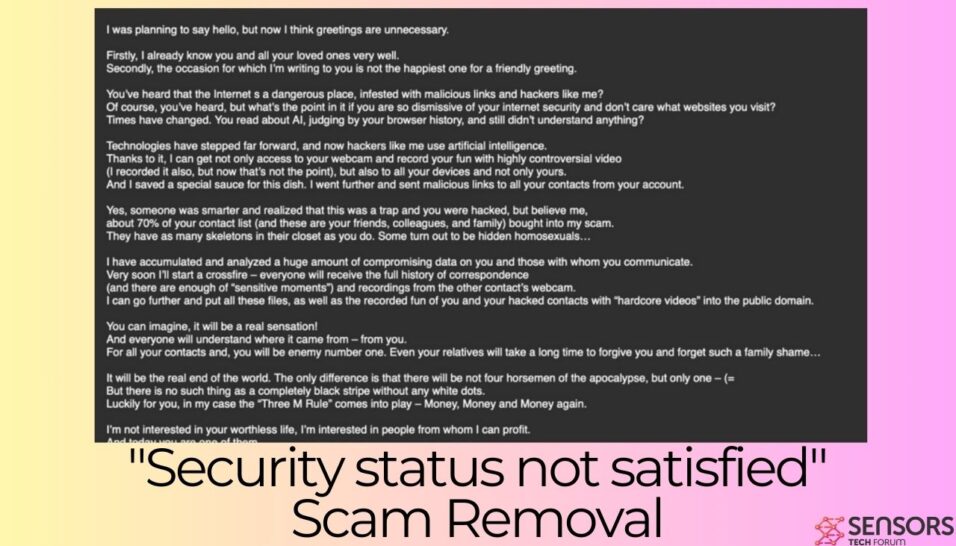 "Security status not satisfied" Scam Email - What to Do?