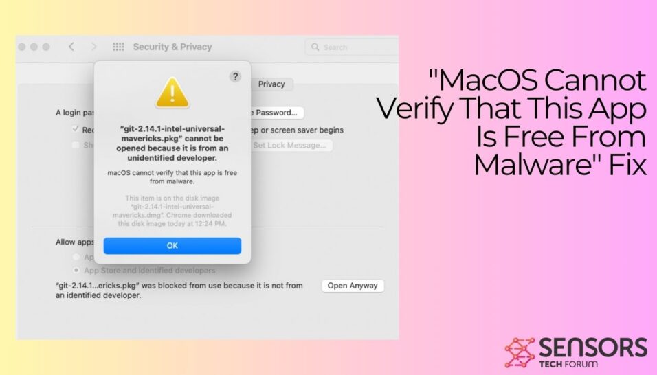 Solve "MacOS Cannot Verify That This App Is Free From Malware"
