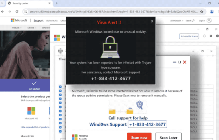 "Microsoft Windows locked due to unusual activity" Scam Removal